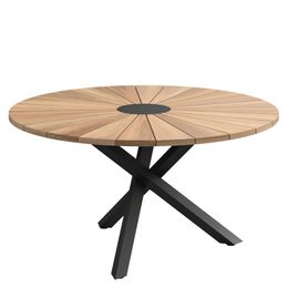 Ambia Garden Gartentisch Teakholz, Natur, Holz, Metall, Teakholz, rund, 150x75x150 cm, Gartenm&ouml;bel, Gartentische, Gartentische