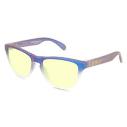 Oakley 0OO9508 FROGSKINS S | Herren-Sonnenbrille | Fassung: Vollrand, Rund, Kunststoff, Blau | Glasfarbe: Grau Verlaufend