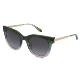 Fossil FOS 2169/G/S | Damen-Sonnenbrille | Fassung: Vollrand, Cat Eye, Propionat, Gr&uuml;n Beige | Glasfarbe: Grau