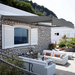 Gelenkarmmarkise Basic 2000 | 2,5x2 m | Stoff: Uni, anthrazit | Gestell: anthrazit | paramondo Markise f&uuml;r Terrasse, Balkon, Garten