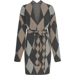 WHITE LABEL Strickmantel Grau/Beige (Gr&ouml;&szlig;e: 36)