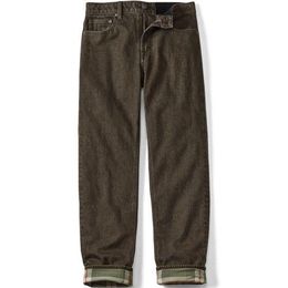 LANDS' END Stretch-Denim Jeans mit Komfortbund und Flanellfutter f&uuml;r Herren, Classic Fit, Herren, size: regular, Braun, Baumwoll-Mischung, by Lands' End