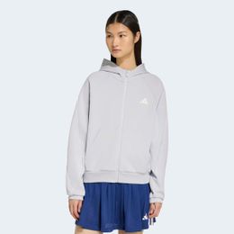 Damen Kapuzensweatshirt "STADIUM SMALL LOGO FULL ZIP HOODIE", grau, Gr. S, adidas Sportswear, Obermaterial: 75% Baumwolle, 25% Polyester,