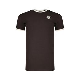 SikSilk T-Shirt 'Ringer' Herren Gr&ouml;&szlig;e XS braun / wei&szlig;