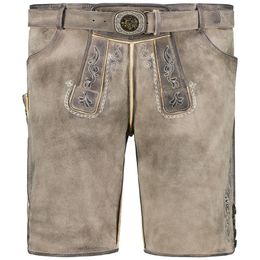 Herren Gro&szlig;e Gr&ouml;&szlig;en | Pfundskerl Lederhose mit Stickereien und G&uuml;rtel Farbe grau Gr&ouml;&szlig;e: 66
