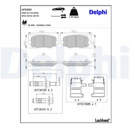DELPHI Bremsbelagsatz, Scheibenbremse lp3253 f&uuml;r JEEP