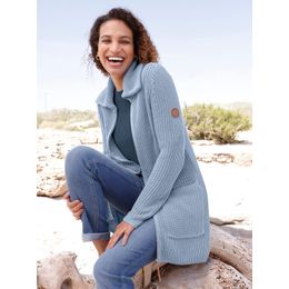 WITT Damen Longstrickjacke mit Umlegekragen, bleu, Gr&ouml;&szlig;e 50