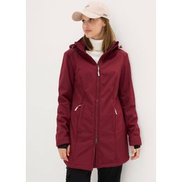 bonprix wasserabweisende Funktions-Softshell-Longjacke Kuschelfleece, rot, Gr.38, Lange Funktionsjacke mit kuscheligem Teddyfleece-Futter, aus Softshell