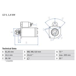 Bosch Starter 0986022121 f&uuml;r Ford MAZDA