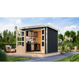 Karibu Gartenhaus 'Komet 3 C' Fichtenholz anthrazit / wei&szlig; 238,5 x 209 x 213,5 cm