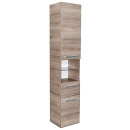 Fackelmann Hochschrank 'A-Vero' braun gl&auml;nzend 35 x 179 x 31,5 cm