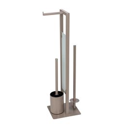 Wenko Stand WC-Garnitur 'Rivalta' 3-in-1 taupe Standfu&szlig; aus Glas
