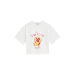 WE Fashion T-Shirt M&auml;dchen Gr&ouml;&szlig;e 146/152 hellbraun / knallrot / wei&szlig;