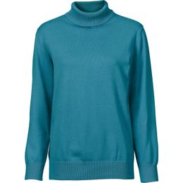 CR&Eacute;ATION L Damen Rollkragenpullover aus reiner Baumwolle petrol Gr&ouml;&szlig;e 46