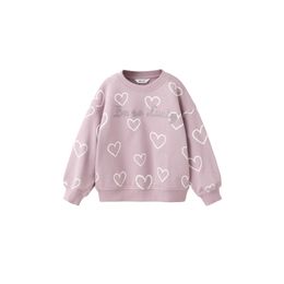 Mango Kids Sweatshirt 'HEART' M&auml;dchen Gr&ouml;&szlig;e 116 mauve / wei&szlig;