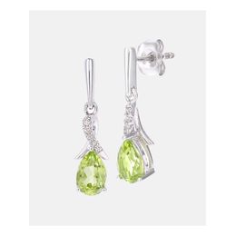 Diamant L'&eacute;ternel Ohrringe aus 375 Wei&szlig;gold mit 0.94 Karat Diamant mit Peridot | Gr.: onesize