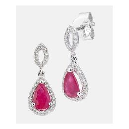 Diamant L'&eacute;ternel Ohrringe aus 750 Wei&szlig;gold mit Diamant mit Rubin | Gr.: onesize
