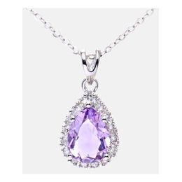Diamant L'&eacute;ternel Halskette mit Anh&auml;nger aus 375 Wei&szlig;gold mit Diamant mit Amethyst | Gr.: onesize