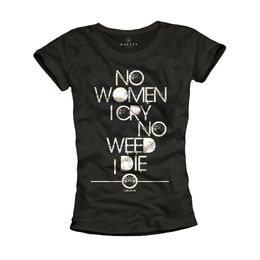 MAKAYA Shirt 'No Women I Cry' female size M Black