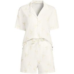 LANDS' END Besticktes Pyjama-Set aus Baumwoll-Jersey f&uuml;r Damen, Damen, size: regular, Elfenbein, Baumwolle, by Lands' End