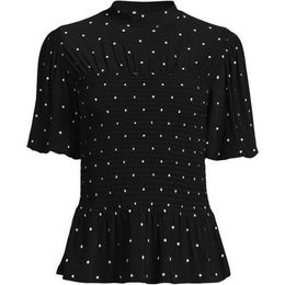 LANDS' END Silk Knit Smok-Shirt mit kurzen &Auml;rmeln f&uuml;r Damen in Plus-Gr&ouml;&szlig;e, Damen, size: plus, Schwarz, Polyester-Mischung, by Lands' End