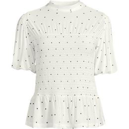LANDS' END Silk Knit Smok-Shirt mit kurzen &Auml;rmeln f&uuml;r Damen in Plus-Gr&ouml;&szlig;e, Damen, size: plus, Elfenbein, Polyester-Mischung, by Lands' End