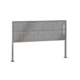 LEABOX 10er freistehende Briefkastenanlage mit Sprechfeld in RAL 9007 (Fu&szlig;platten) - LEA3