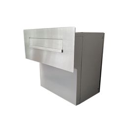 FLAT Design Edelstahl Durchwurfbriefkasten ohne Namensschild - T: 18-27 cm - F-04X