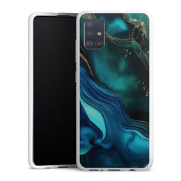 DeinDesign Galaxy A51 Handy Silikon H&uuml;lle Case wei&szlig; Handyh&uuml;lle Marble Art Ombre Silikon Case