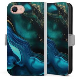 DeinDesign iPhone 17e Handy Klapph&uuml;lle Handyh&uuml;lle aus Kunst Leder wei&szlig; Flip Case Marble Art Ombre Sideflip mit Lasche