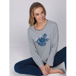 PASTUNETTE Pyjama 'Nordic Bloom' Damen Gr&ouml;&szlig;e 7XL dunkelblau / offwhite Sommerkleid