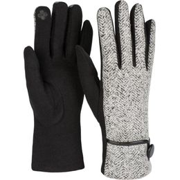 styleBREAKER Fingerhandschuhe 'Touchscreen Handschuhe Fischgr&auml;t Muster' Damen Gr&ouml;&szlig;e XS/XL schwarz
