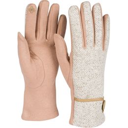 styleBREAKER Full Finger Gloves 'Touchscreen Handschuhe Fischgr&auml;t Muster' female size XS/XL Light brown