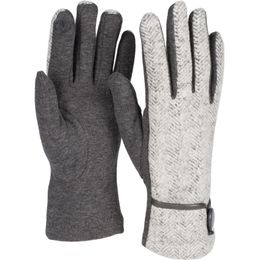 styleBREAKER Fingerhandschuhe 'Touchscreen Handschuhe Fischgr&auml;t Muster' Damen Gr&ouml;&szlig;e XS/XL dunkelgrau