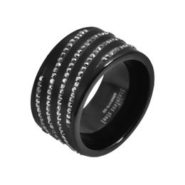 Akzent Ring 'aus Edelstahl mit Ziersteinen' female size 58 Black