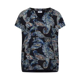 Cecil Bluse mit Split Neck und Strukturmix Damen Gr&ouml;&szlig;e XL blau