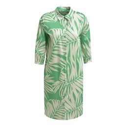 Milano Italy Knielanges Hemdblusenkleid mit Bl&auml;tter-Print Damen Gr&ouml;&szlig;e 44 gr&uuml;n