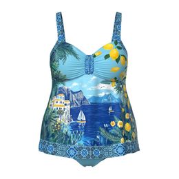 Ulla Popken Badeanzug Damen Gr&ouml;&szlig;e 10XL saphir / hellblau / gelb / gr&uuml;n