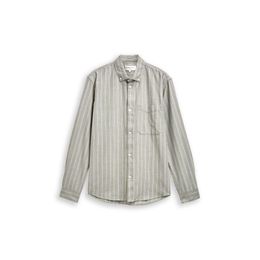Tom Tailor Denim Button Up Shirt male size L Beige / Blue / White