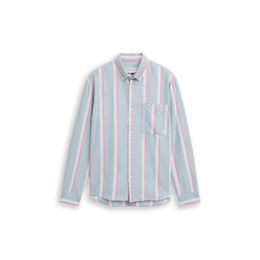 Tom Tailor Denim Button Up Shirt male size XS Dusty blue / Dusky pink / White