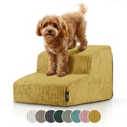 Rohrschneider &reg; Haustiertreppe mit rutschfester Unterseite und abnehmbarem Cordbezug gelb