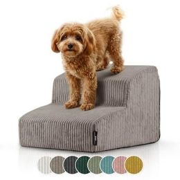 Rohrschneider &reg; Haustiertreppe mit rutschfester Unterseite und abnehmbarem Cordbezug taupe