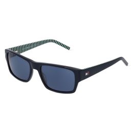 Tommy Hilfiger Eyewear TH 2017/S | Herren-Sonnenbrille | Fassung: Vollrand, Quadratisch, Acetat, Blau Dunkel | Glasfarbe: Blaugrau