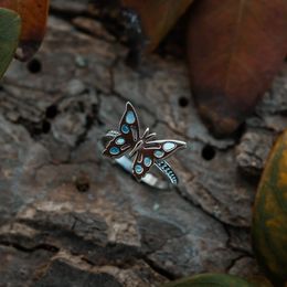 Holzkern Fritillary Ring Perlmutt und Silber