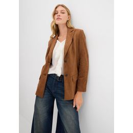 bonprix Blazer in Velourslederimitat, braun, Gr.48, Blazer aus softem Lederimitat mit Fake Taschen