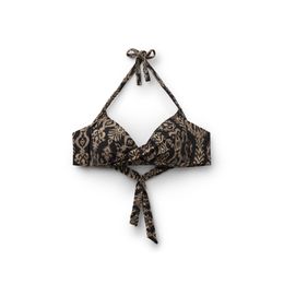 CALZEDONIA Bikinitop 'Golden Ethnic' Damen Gr&ouml;&szlig;e 70/80 hellbraun / schwarz