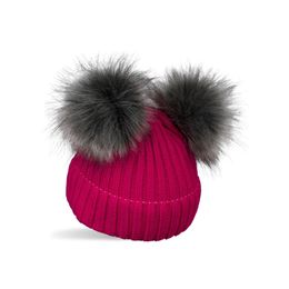 styleBREAKER M&uuml;tze 'Kinder Bommelm&uuml;tze mit zwei Bommel' M&auml;dchen Gr&ouml;&szlig;e 48/54 pink