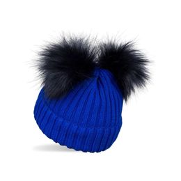 styleBREAKER M&uuml;tze 'Kinder Bommelm&uuml;tze mit zwei Bommel' M&auml;dchen Gr&ouml;&szlig;e 48/54 royalblau