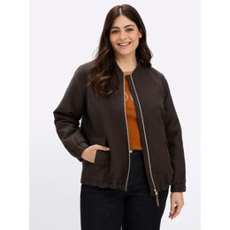 sheego Gro&szlig;e Gr&ouml;&szlig;en Blouson-Jacke mit Leo-Alloverprint, schoko-gemustert, Gr&ouml;&szlig;e 58 - Damen