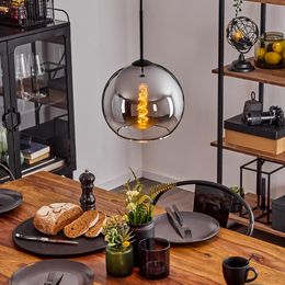 hofstein Koyoto H&auml;ngeleuchte Glas 25 cm Chrom, Klar, Rauchfarben, 1-flammig